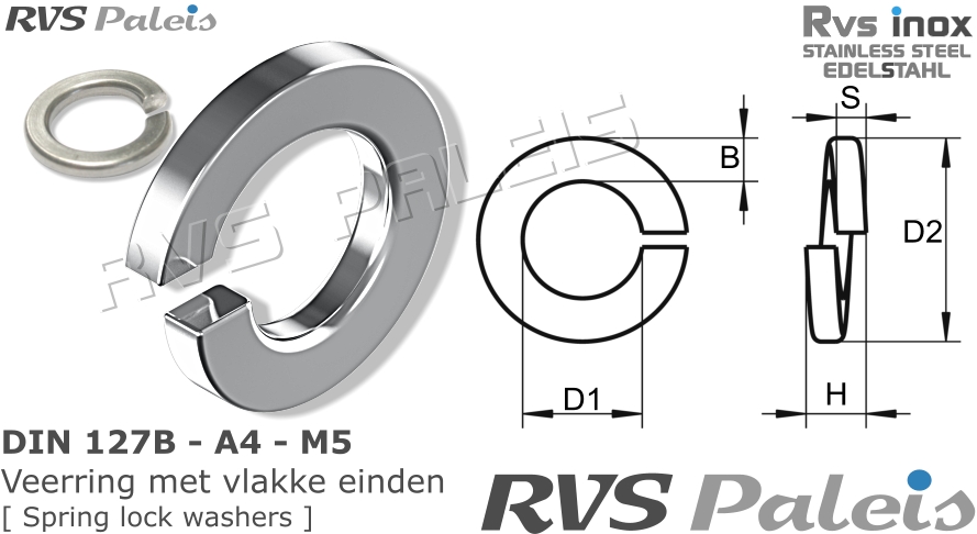 DIN 127B | A4 | Veerring | Vlakke einde