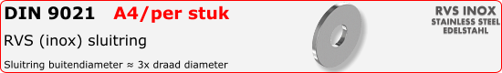 DIN 9021 | RVS ( INOX ) vlakke sluitringen 3xd | Plain washers