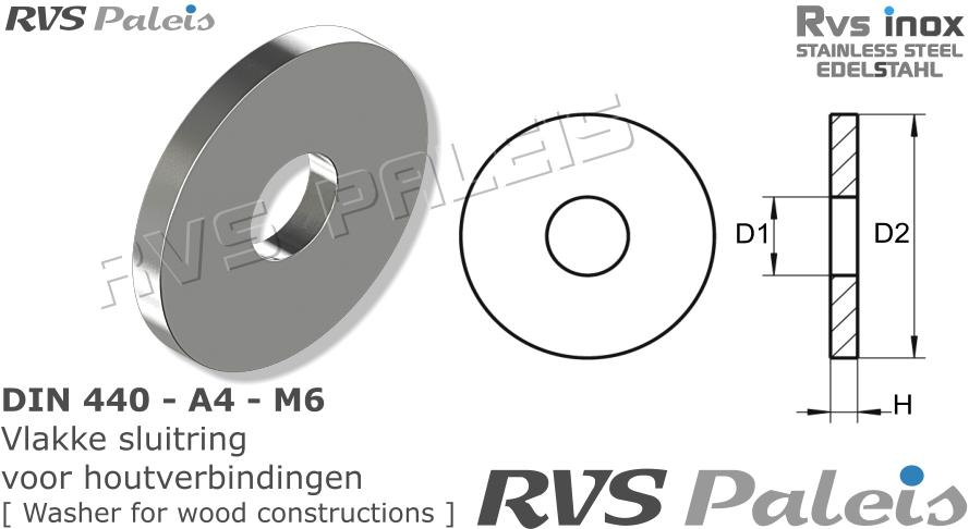 DIN 440R Rvs A4 | m6 | Rvs vlakke sluitring | Rvspaleis.nl