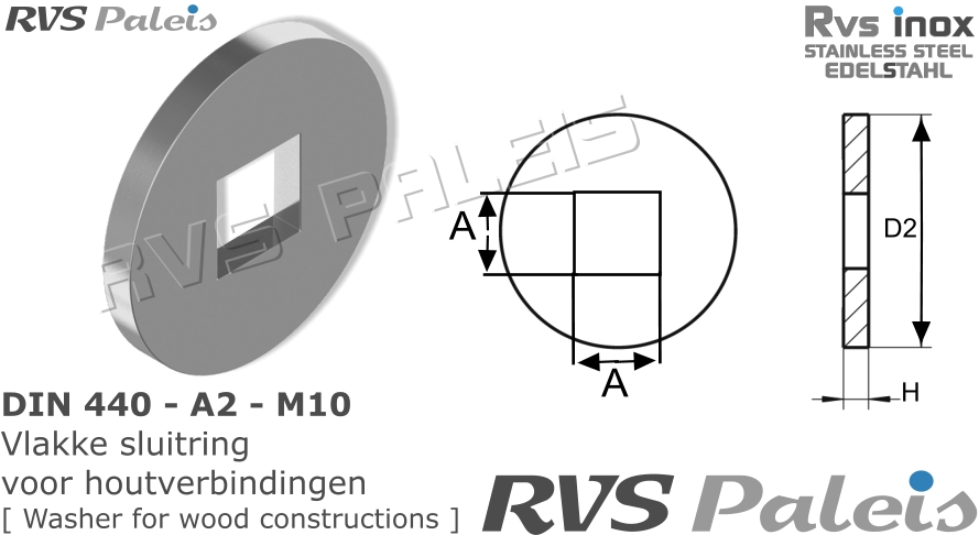 DIN 440V Rvs A2 | m10 | Rvs vlakke sluitring | Rvspaleis.nl