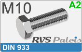 DIN 933 Rvs A2 | RVS ( INOX ) zeskanttapbout, volledige draad.